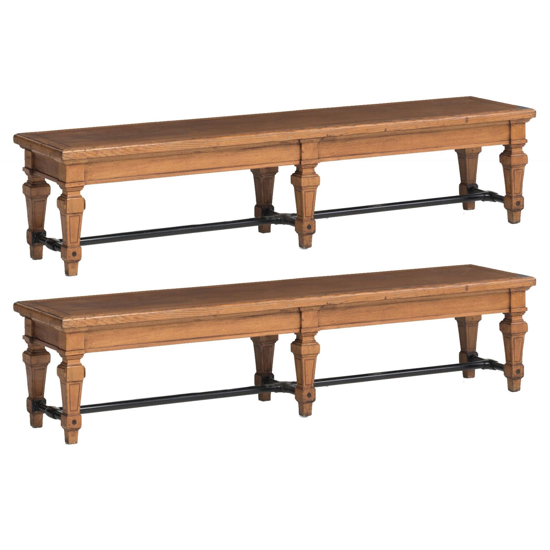 Banque de France Oak Bench, France, circa 1925 at 1stDibs