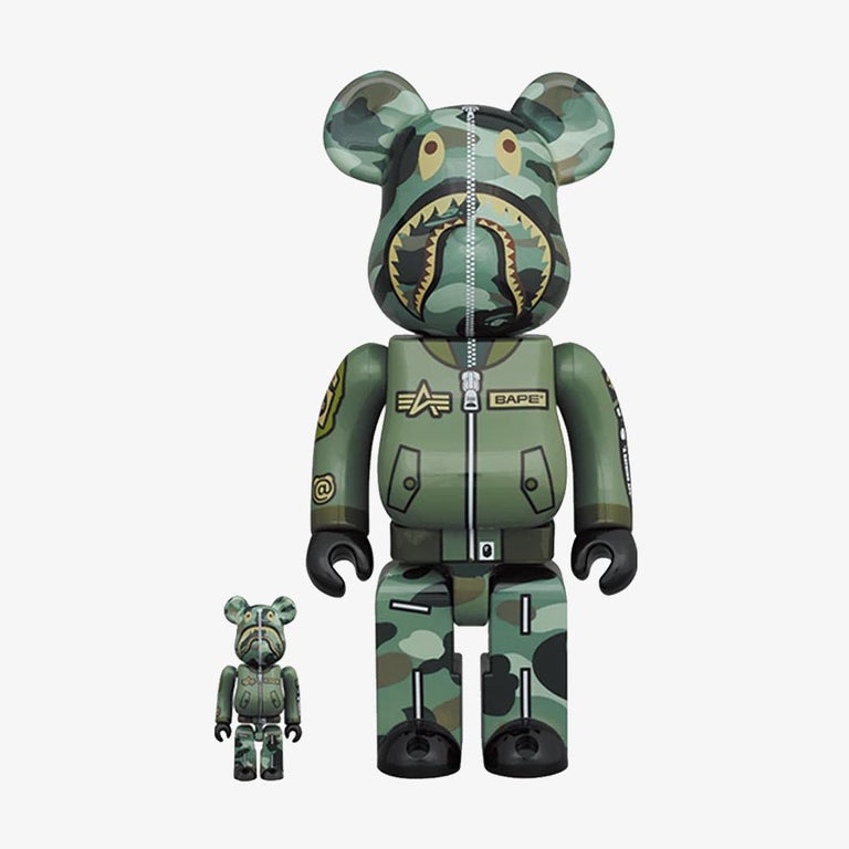 Bape - 100%/400% Bearbrick BAPE X Alpha Industries For Sale at 1stDibs