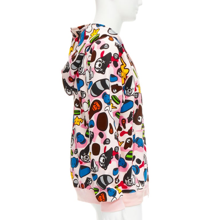 BAPE A BATHING APE BABY MILO KAWS Vintage pink camo hoodie L For Sale ...