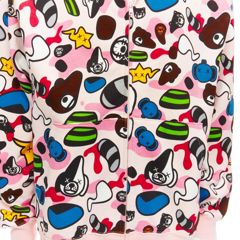 BAPE A BATHING APE BABY MILO KAWS Vintage pink camo hoodie L For Sale ...