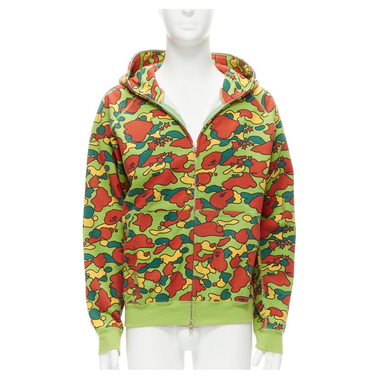 BAPE A BATHING APE Vintage green red yellow camo zip up hoodie M For ...