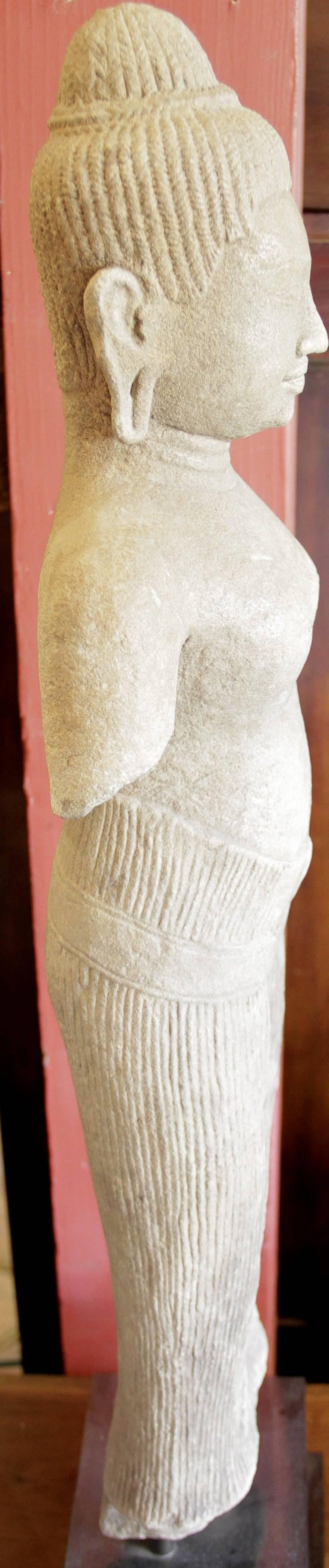 Baphuon Style Female Sandstone Statue Cambodia 11th Century For Sale at ...