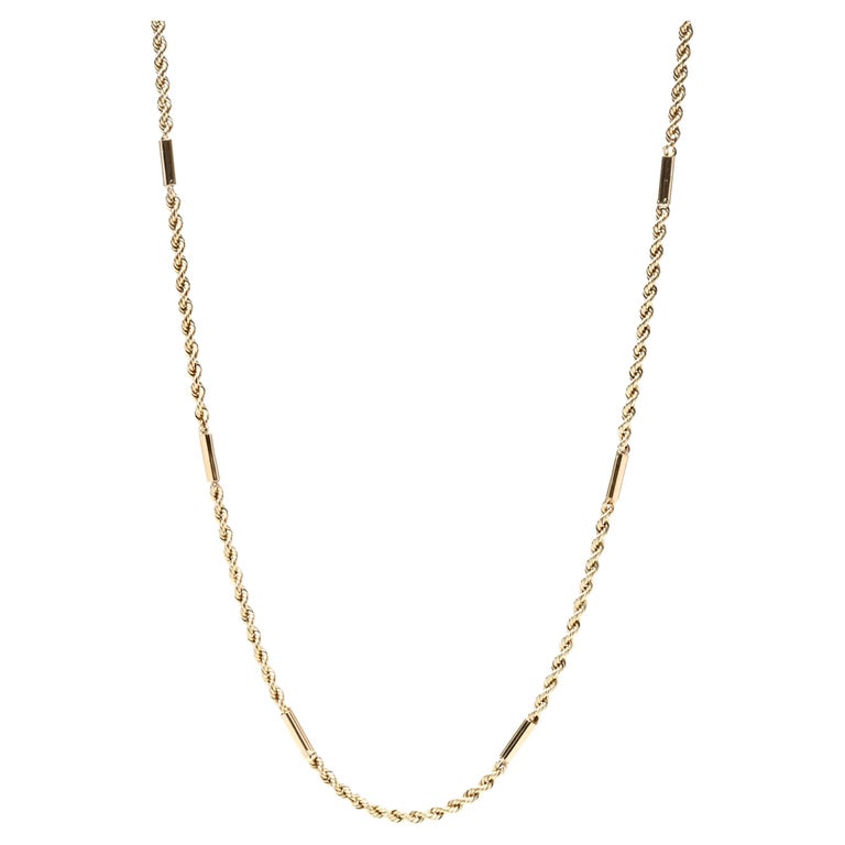 Bar and Rope Link Chain, 14k Yellow Gold, Fancy Link Chain For Sale at ...