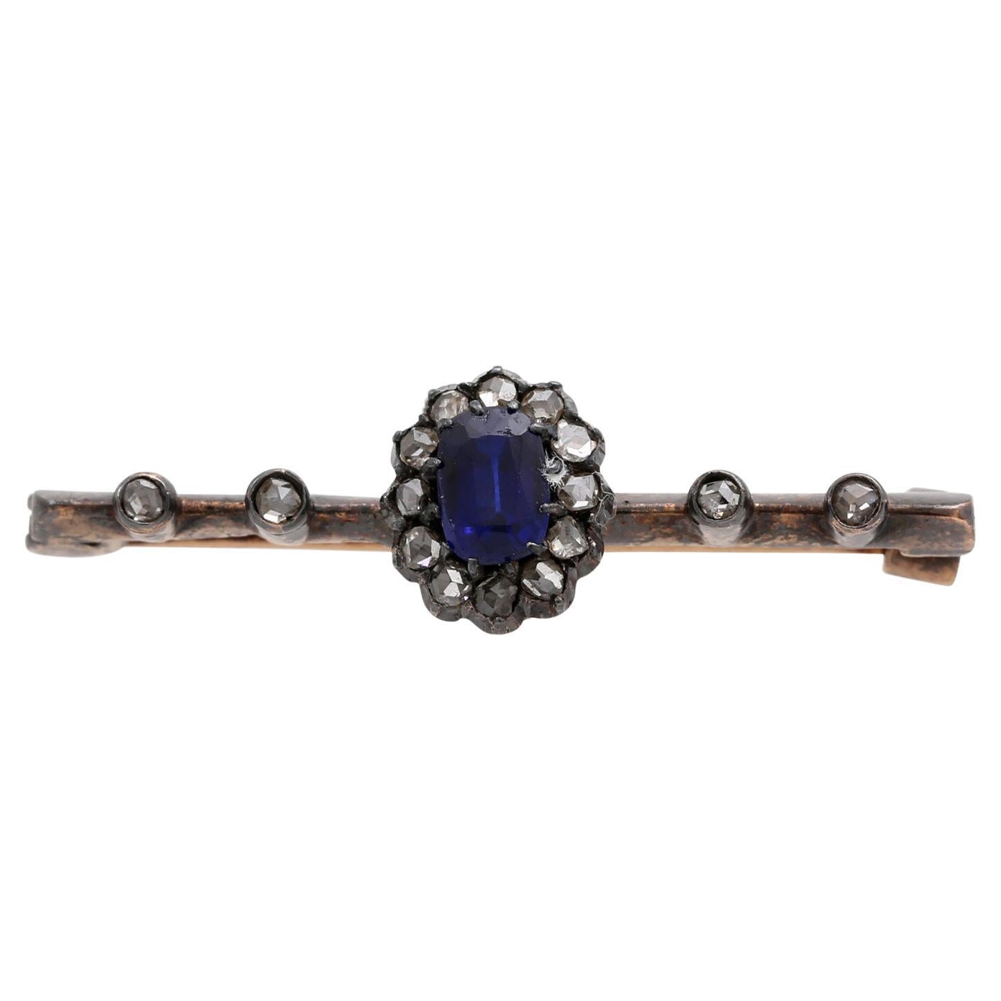 Rare Sapphire Bar Brooch at 1stDibs