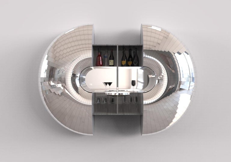 Bar Cabinet in Polished Brass and Silky Oak, Urchin by Jake Phipps For ...