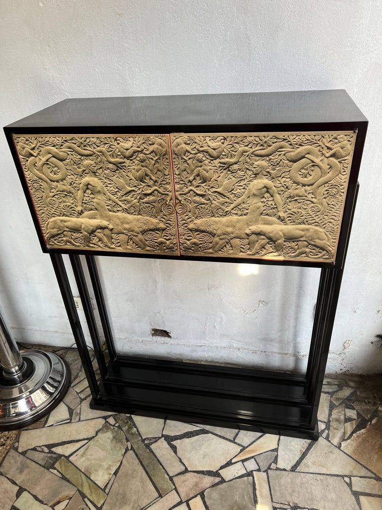 Bar in Art Deco, Wood, Intervened by the Artist Marcelo Peña Year:2021 ...