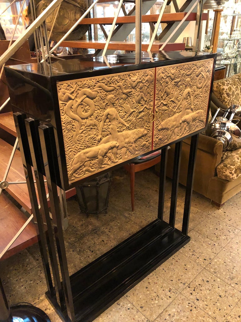 Bar in Art Deco, Wood, Intervened by the Artist Marcelo Peña Year:2021 ...