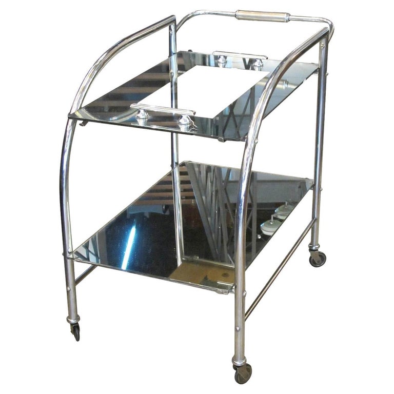Bar in Chrome Mirror and Glass Style, Art Deco, France, 1920 For Sale ...