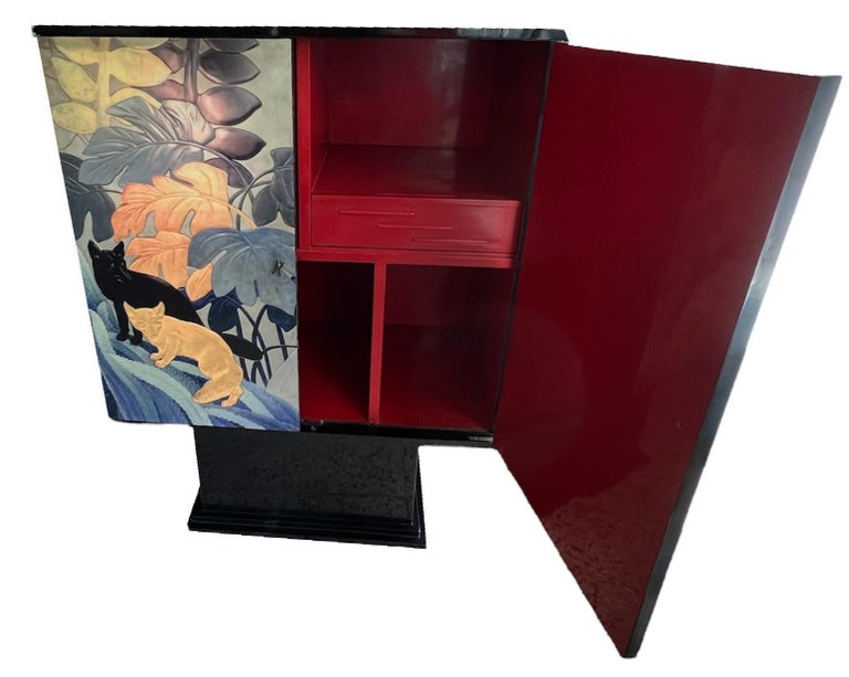 Bar in Wood Art Deco, France, Intervened by the Artist Marcelo Peña ...