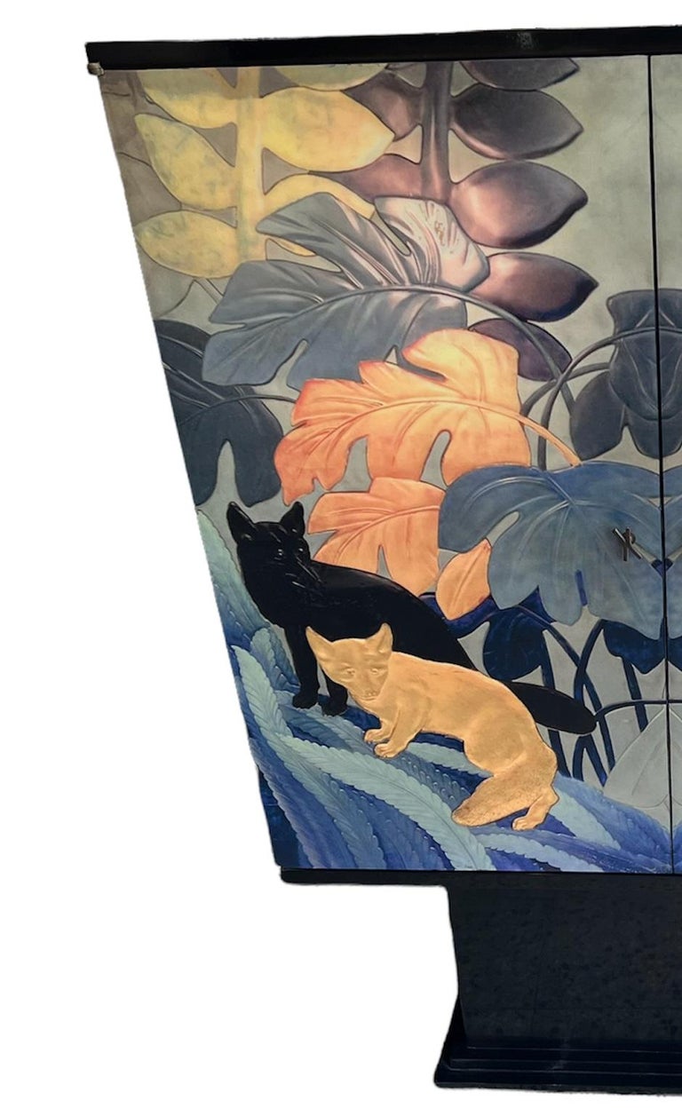 Bar in Wood Art Deco, France, Intervened by the Artist Marcelo Peña ...