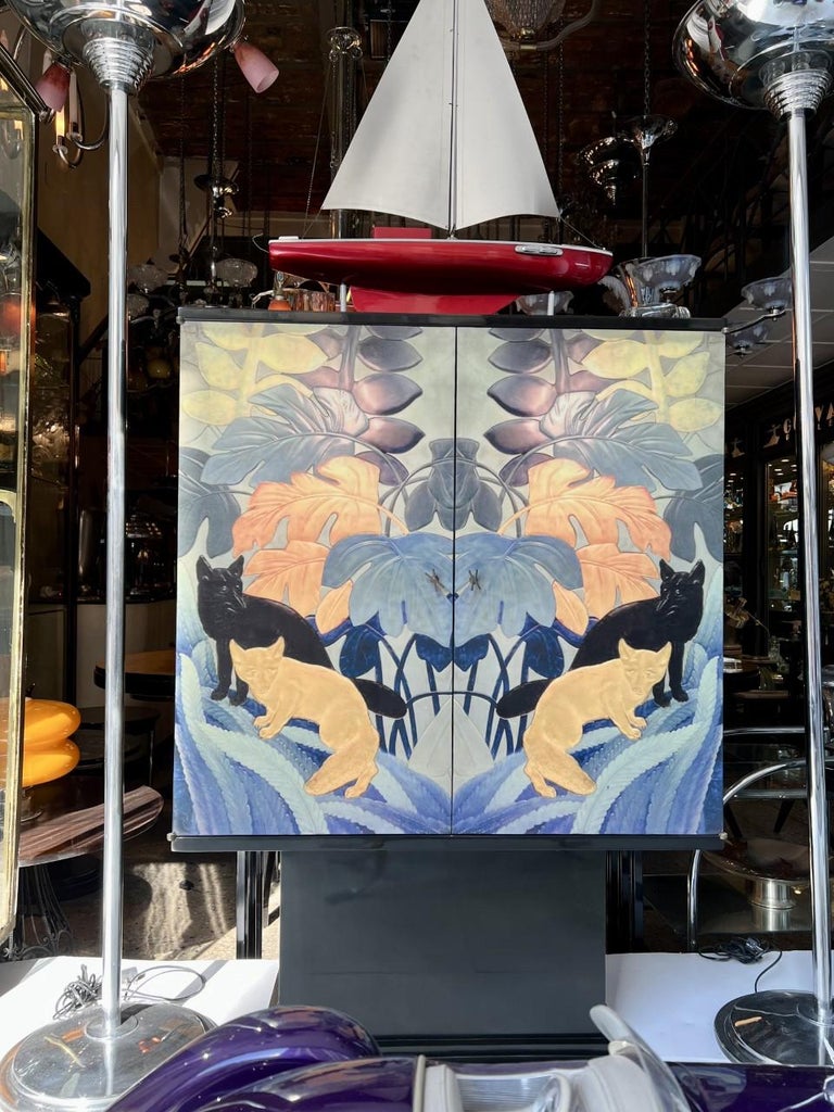 Bar in Wood Art Deco, France, Intervened by the Artist Marcelo Peña ...