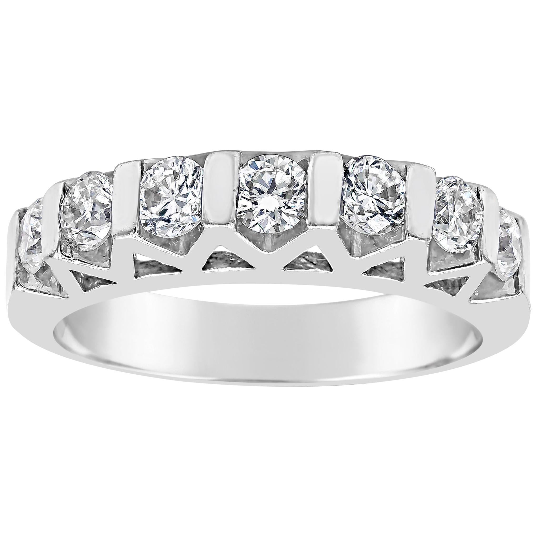 Roman Malakov Three-Stone Diamond Flush Set Wedding Band at 1stDibs