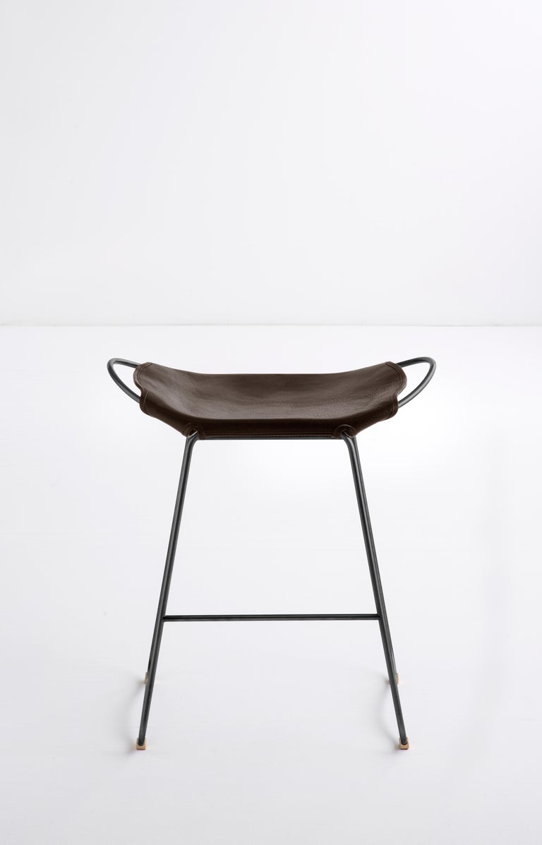 Sculptural Organic Contemporary Bar Stool Black Smoke Metal and Dark ...