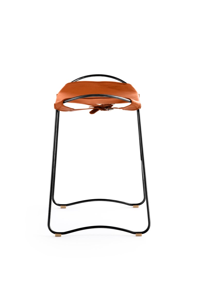 Sculptural Contemporary Bar Stool, Black Smoke Metal and Natural ...