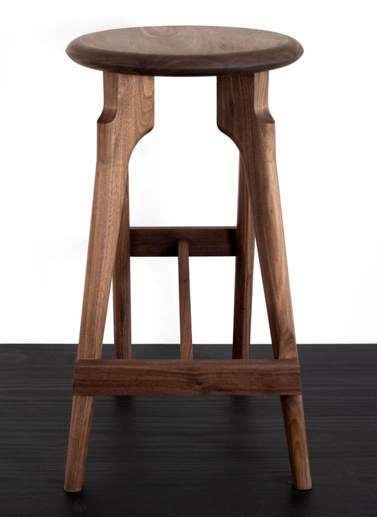 Bar Stool Solid Walnut with Foot Rest For Sale at 1stDibs