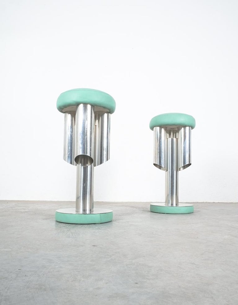 Bar Stools Midcentury Rocket Stools from Aluminum and Leather, Italy ...