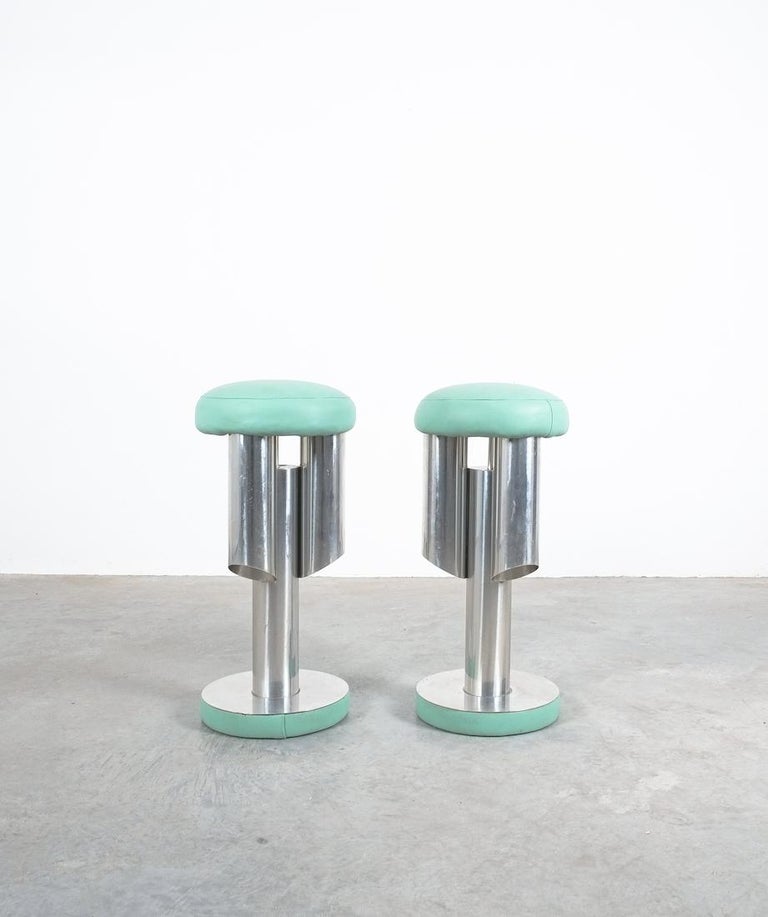 Bar Stools Midcentury Rocket Stools from Aluminum and Leather, Italy ...