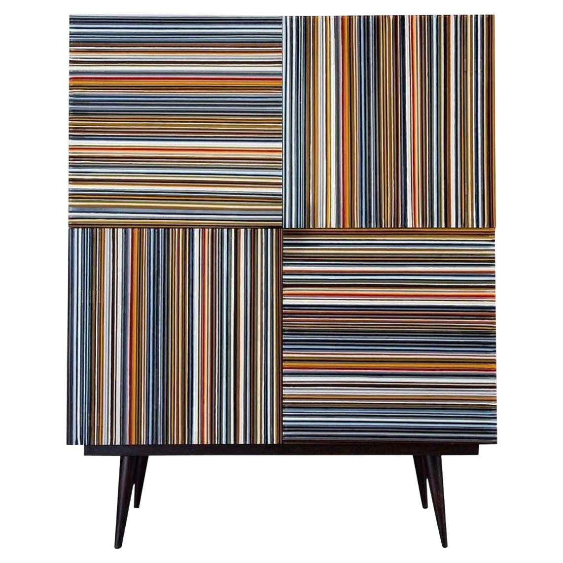 Cabinet Striped Multi-Color Glass Doors by Orfeo Quagliata For Sale at ...
