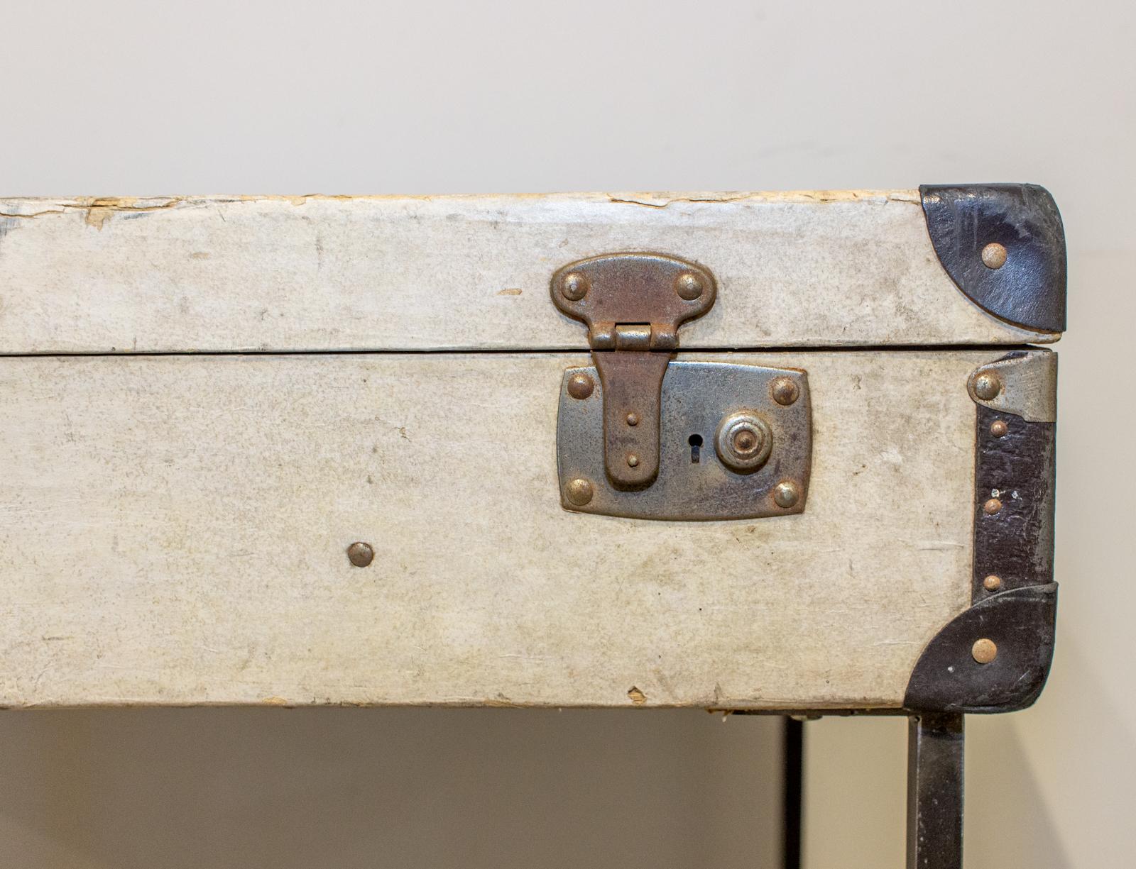 Bar Table Crafted with Vintage French Luggage and Custom Iron Base For ...