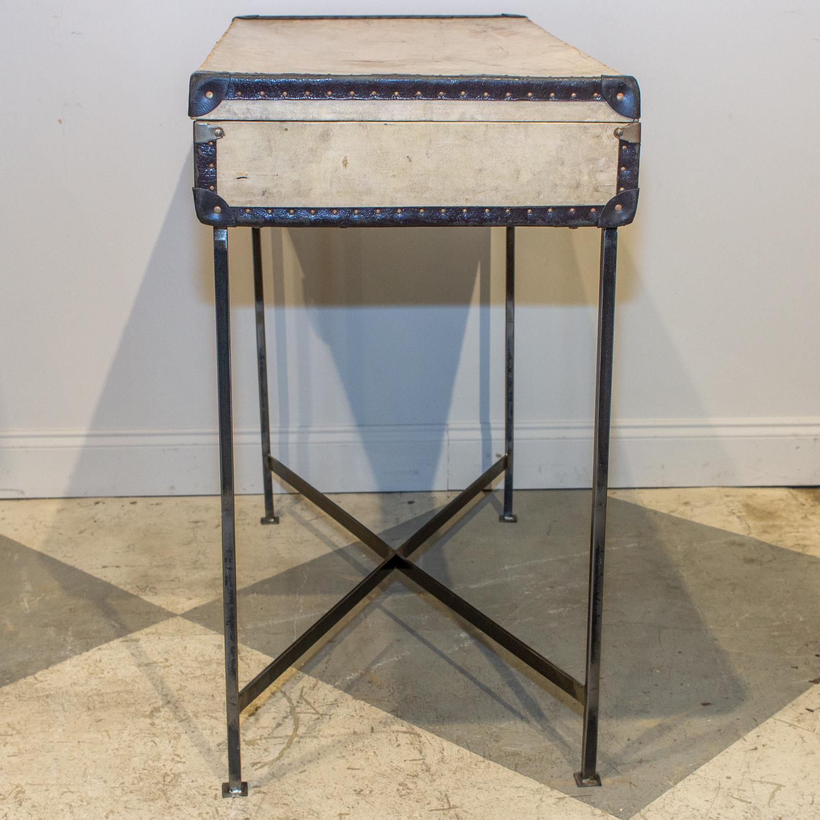 Bar Table Crafted with Vintage French Luggage and Custom Iron Base For ...
