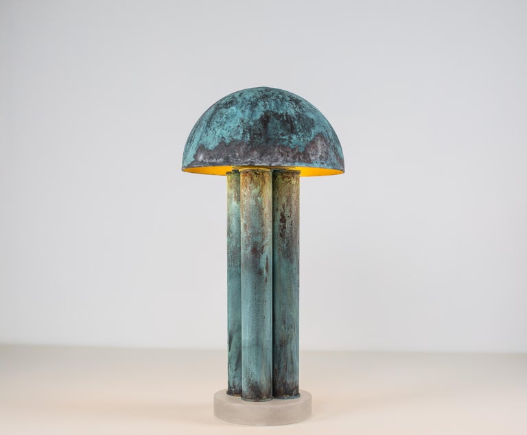 BAR Table Lamp, Contemporary Lamp, Verdigris, Brass, Alabaster by Kalin ...