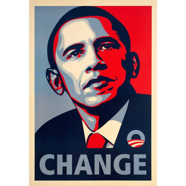 Barack Obama Change 2008 U.S. Mini Poster at 1stDibs