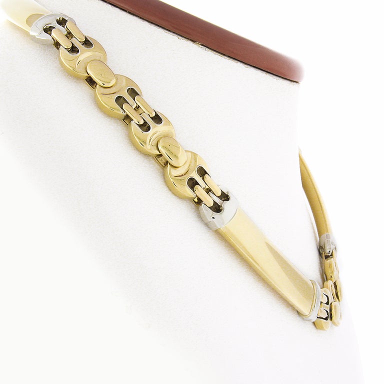 Baraka 18K Two Tone Gold Curved and Circular Fancy Link Collar Choker ...