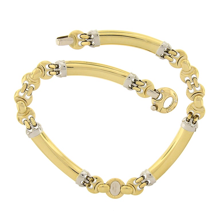 Baraka 18K Two Tone Gold Curved and Circular Fancy Link Collar Choker ...