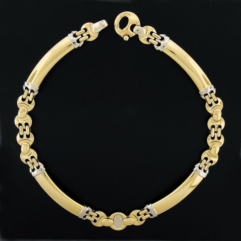 Baraka 18K Two Tone Gold Curved and Circular Fancy Link Collar Choker ...