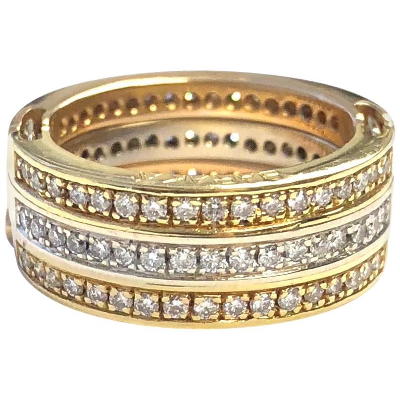 Baraka Tri Color Gold Diamond Convertible Band Ring For Sale at 1stDibs