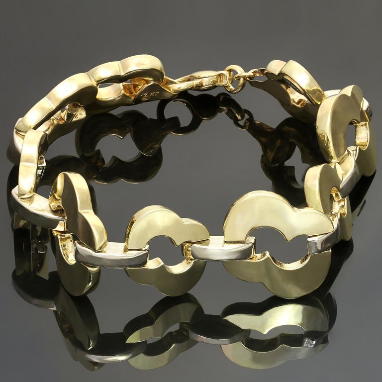 Baraka Yellow and White Gold Link Bracelet, Italy, 1990s For Sale at ...