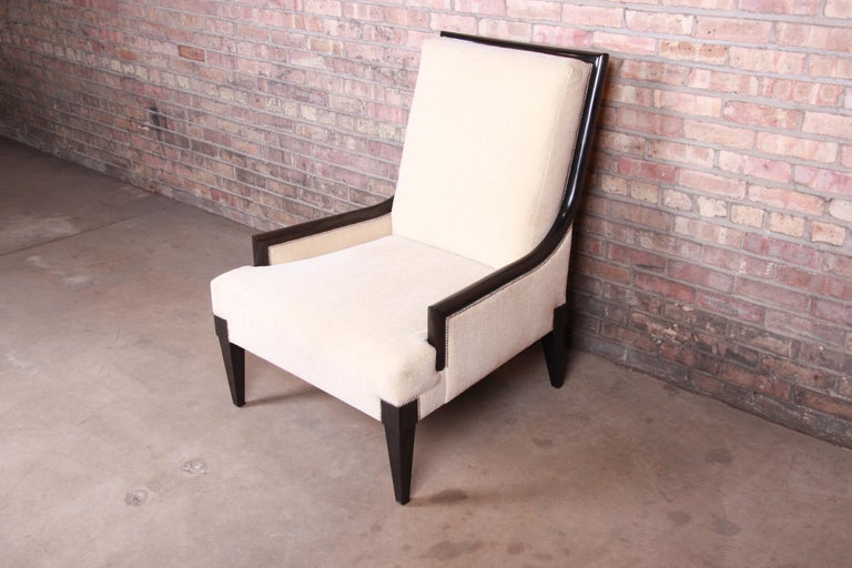 Barbara Barry Style Modern Mahogany Upholstered Lounge Chair by William ...