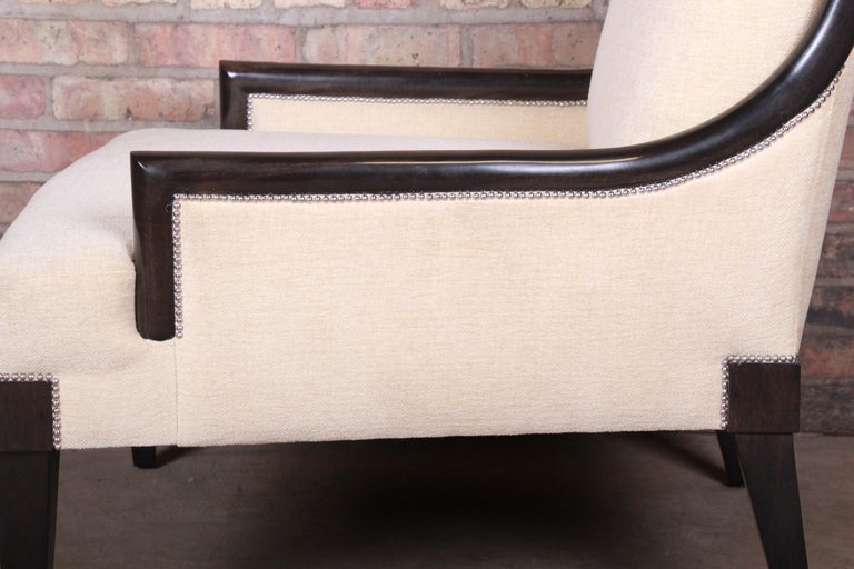 Barbara Barry Style Modern Mahogany Upholstered Lounge Chair by William ...