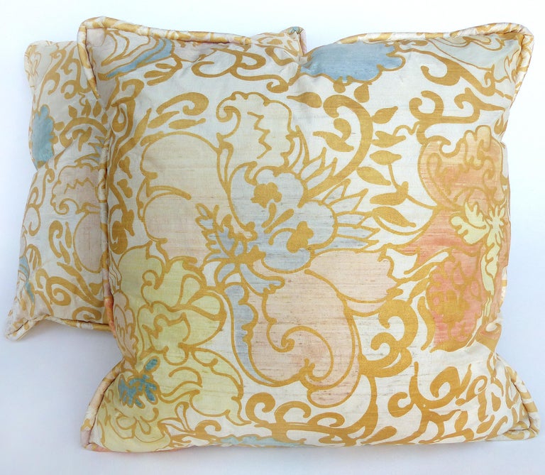 Barbara Beckmann Hand-Printed Silk Pillows, Pairs Available at 1stDibs