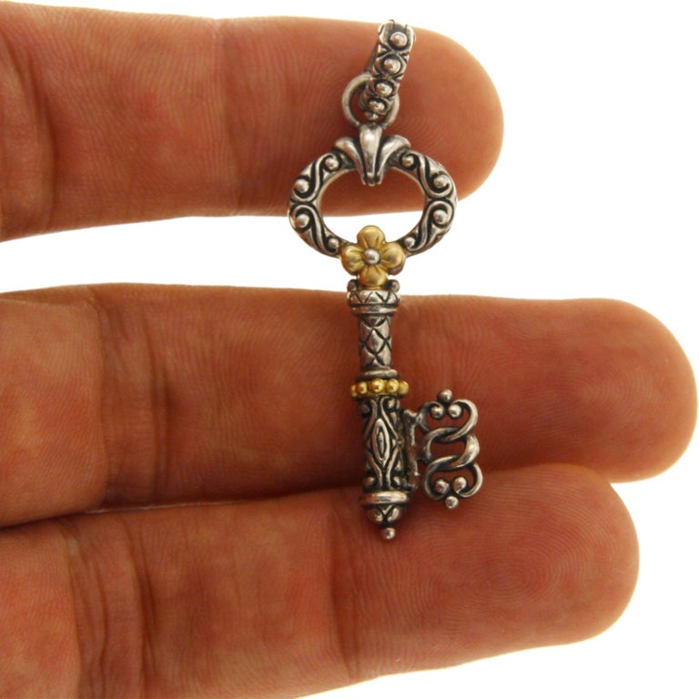 Barbara Bixby 925 Sterling Silver 18 Karat Yellow Gold Key Pendant ...