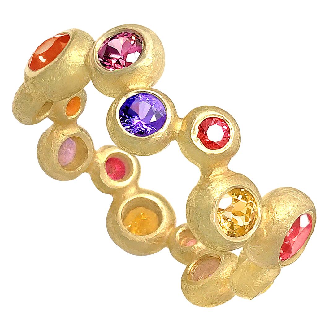 Barbara Heinrich Vibrant Multi-Color Sapphire Matte Gold Random Bubble ...