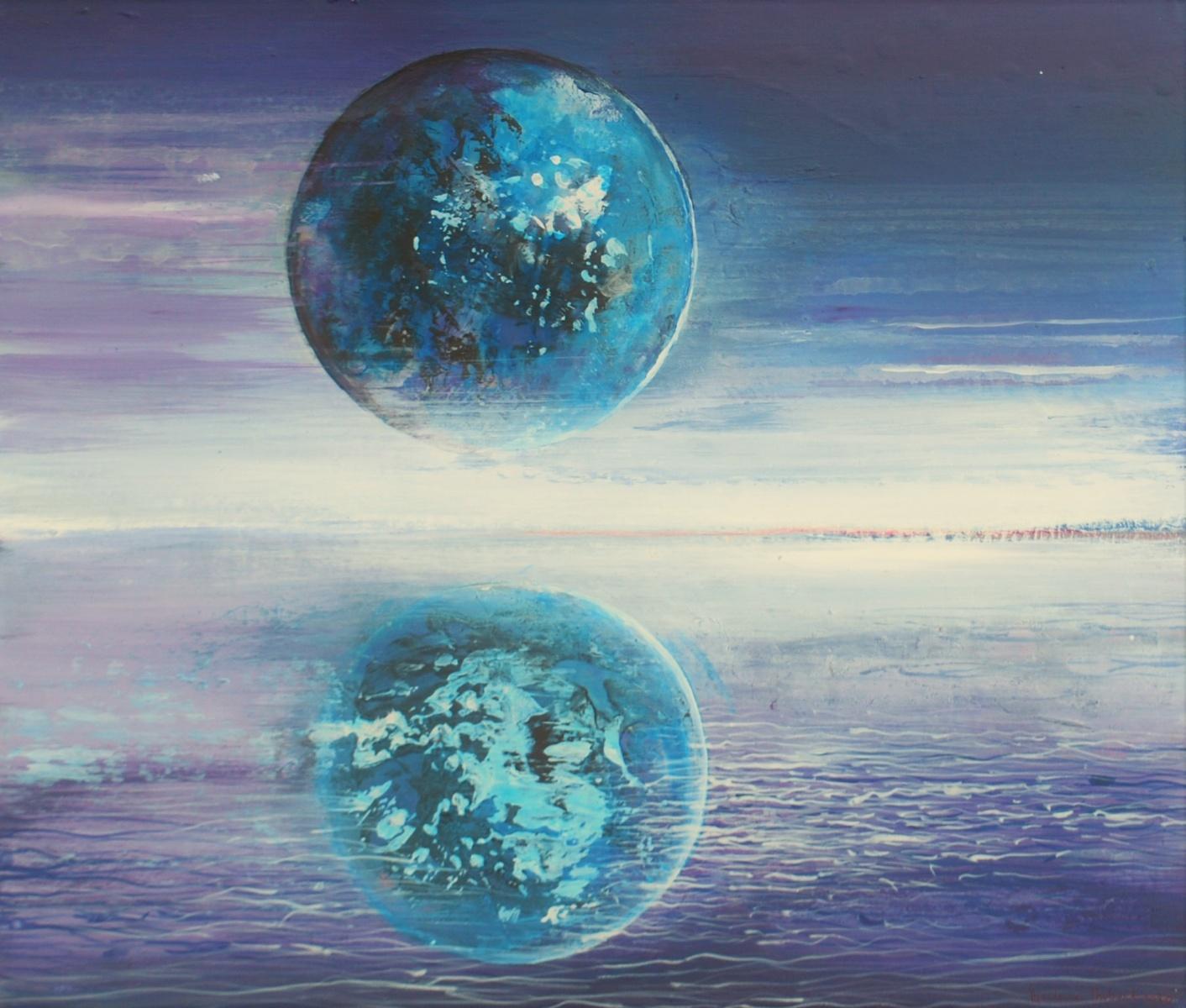 Barbara Hubert - Full moon VI - Acrylic Painting, Vibrant colors, Blue ...