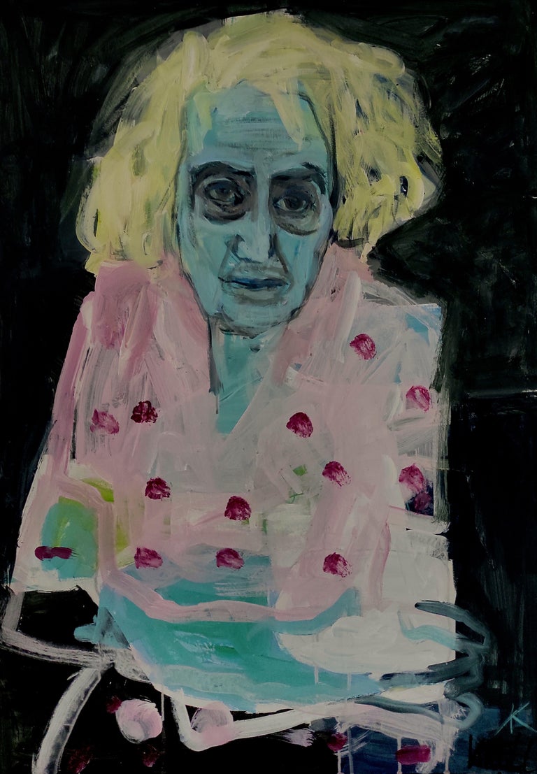 Barbara Kroll - Old lady, Painting, Acrylic on Paper For Sale at 1stDibs