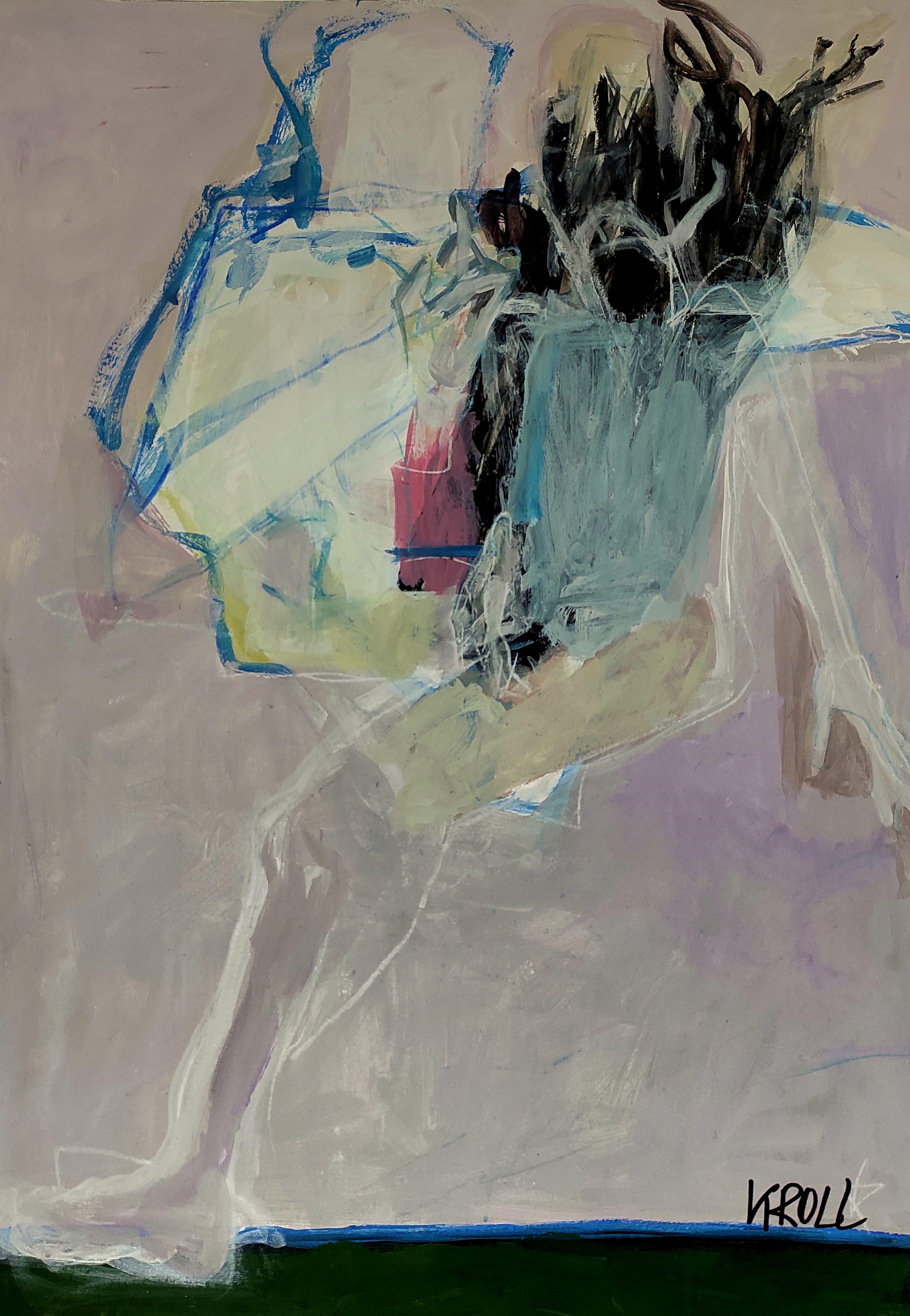 Barbara Kroll - Man, Painting, Acrylic on Paper For Sale at 1stDibs