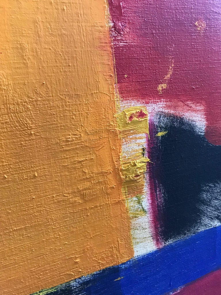 Barbara Lewis - "Golden Square" Large Abstract Expressionist Oil ...