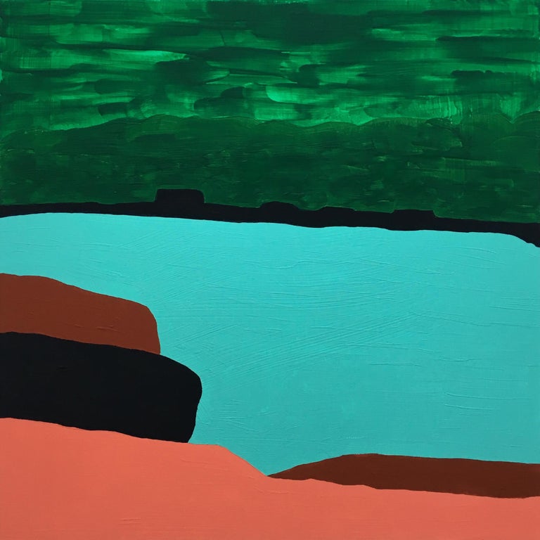 Barbara Marks - Recollection 125 (Maitland), green and blue abstract ...