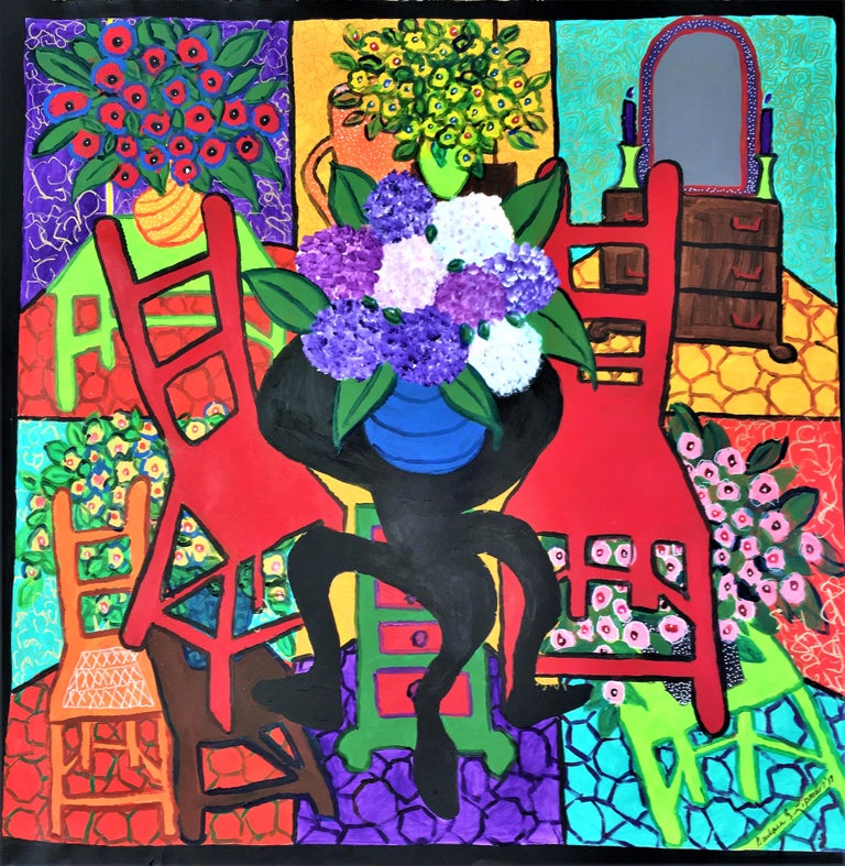 Barbara Z Lipman - Hydrangeas In Blue Vase For Sale at 1stDibs