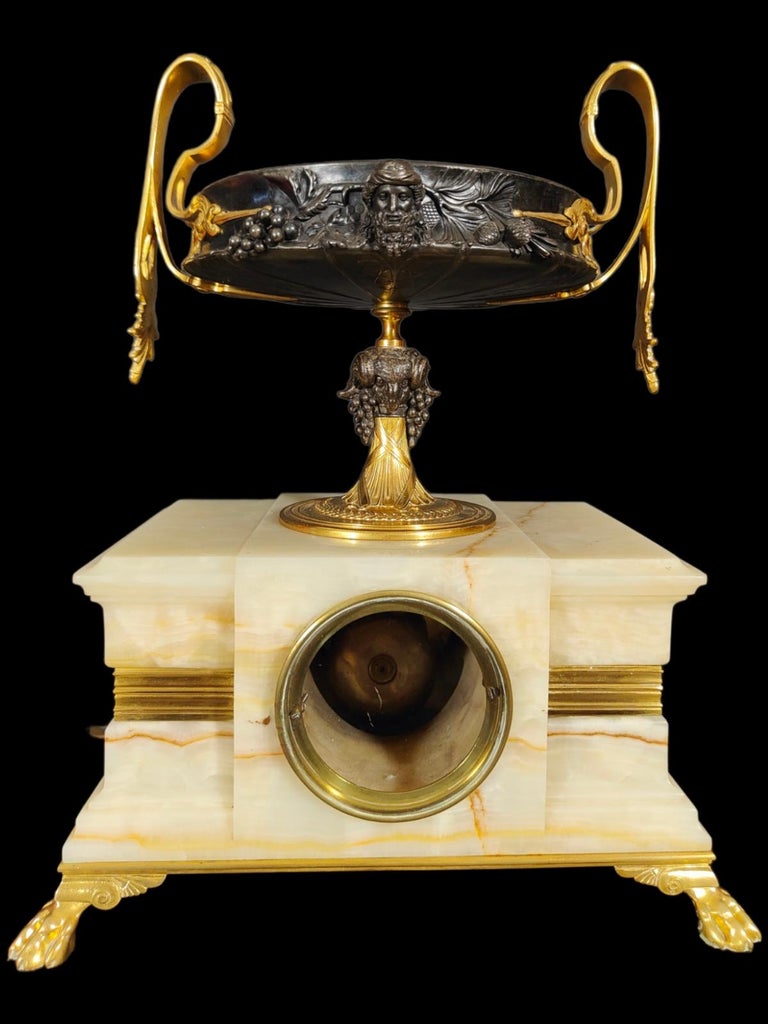 Barbedienne Art Nouveau Onyx Clock, 19th Century For Sale at 1stDibs