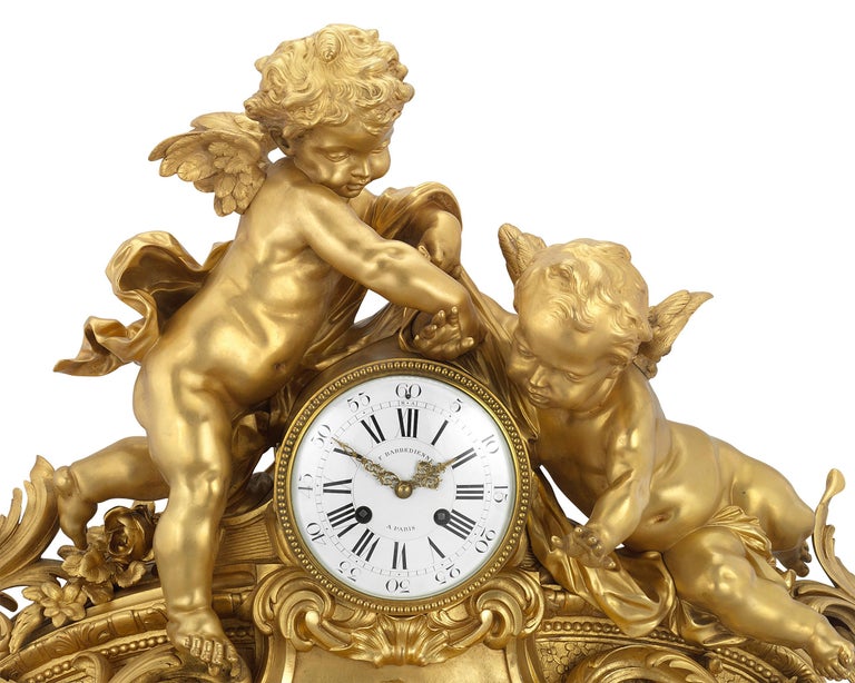 Barbedienne Gilt Bronze Mantel Clock at 1stDibs