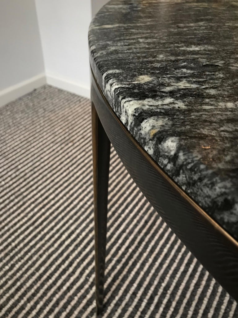 Barbera 'Bronze' Round Table, Modern Solid Bronze Base with Granite ...