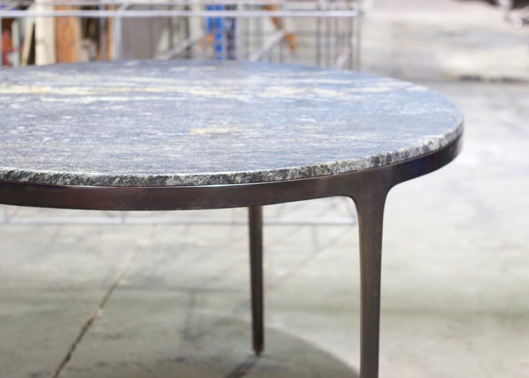 Barbera 'Bronze' Round Table, Modern Solid Bronze Base with Granite ...