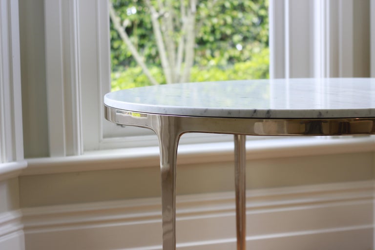 Barbera 'Bronze' Round Table, Modern Solid Bronze Base with Stone Top For Sale at 1stDibs