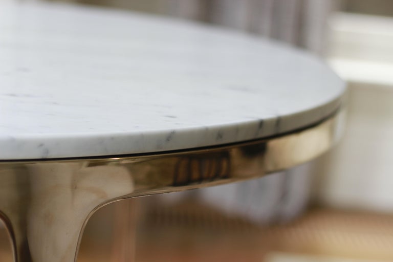 Barbera 'Bronze' Round Table, Modern Solid Bronze Base with Stone Top For Sale at 1stDibs