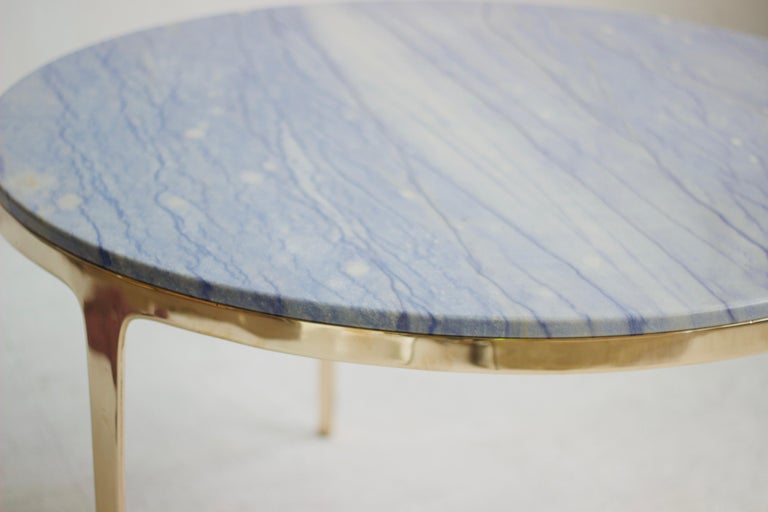 Barbera 'Bronze' Round Table, Modern Solid Bronze Base, Stone Top-Made to order For Sale at 1stDibs