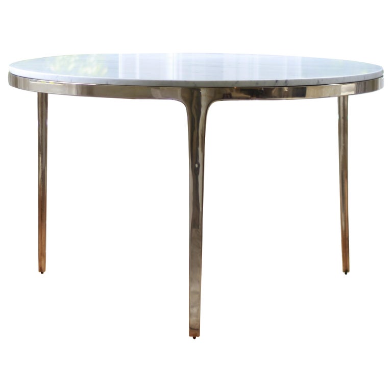 Barbera 'Bronze' Round Table, Modern Solid Bronze Base with Stone Top For Sale at 1stDibs